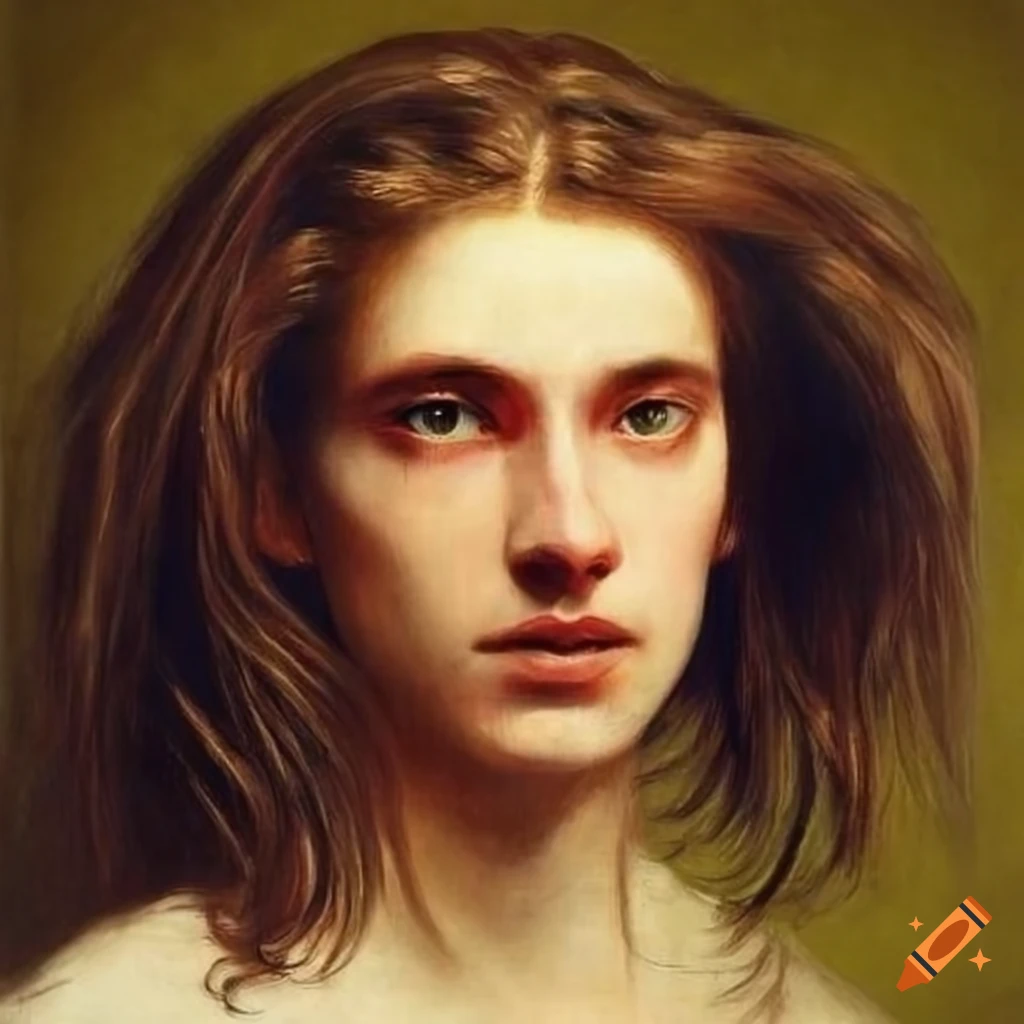 Portrait Of A Young Man With Long Hair In Pre Raphaelite Style On Craiyon