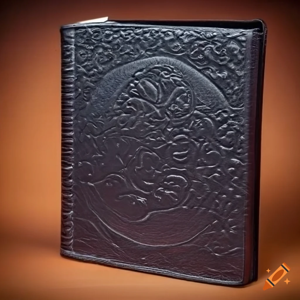 Leather bound book with silver moon design