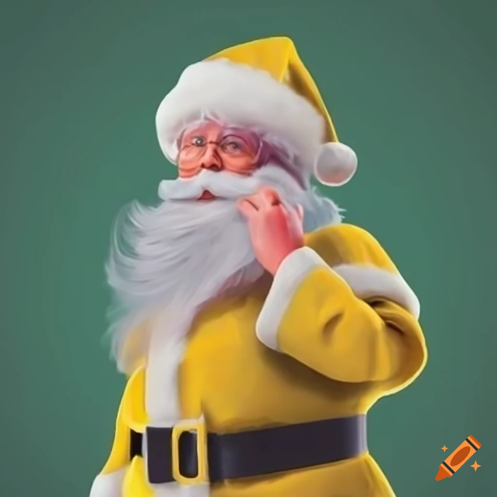 Santa claus in a yellow uniform on Craiyon