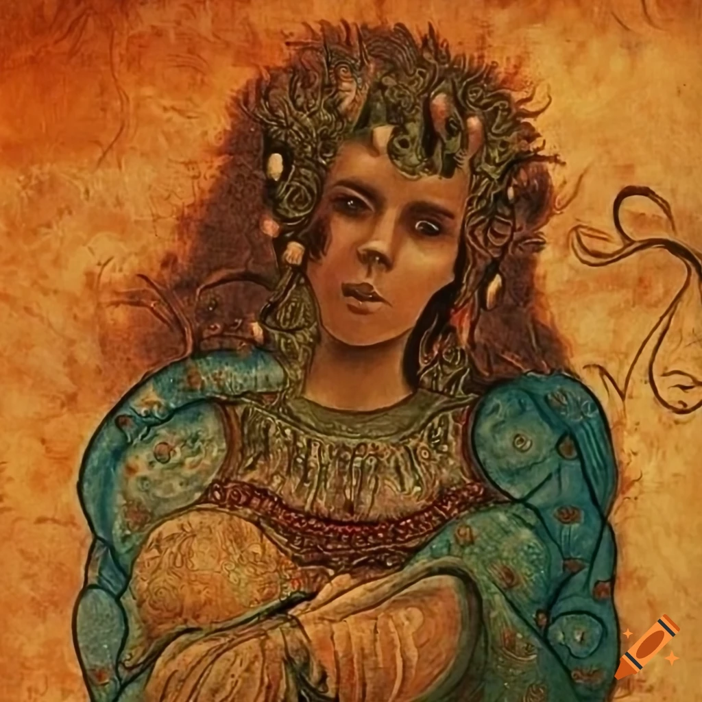 Illustration from the garden of eden medieval bestiary on Craiyon