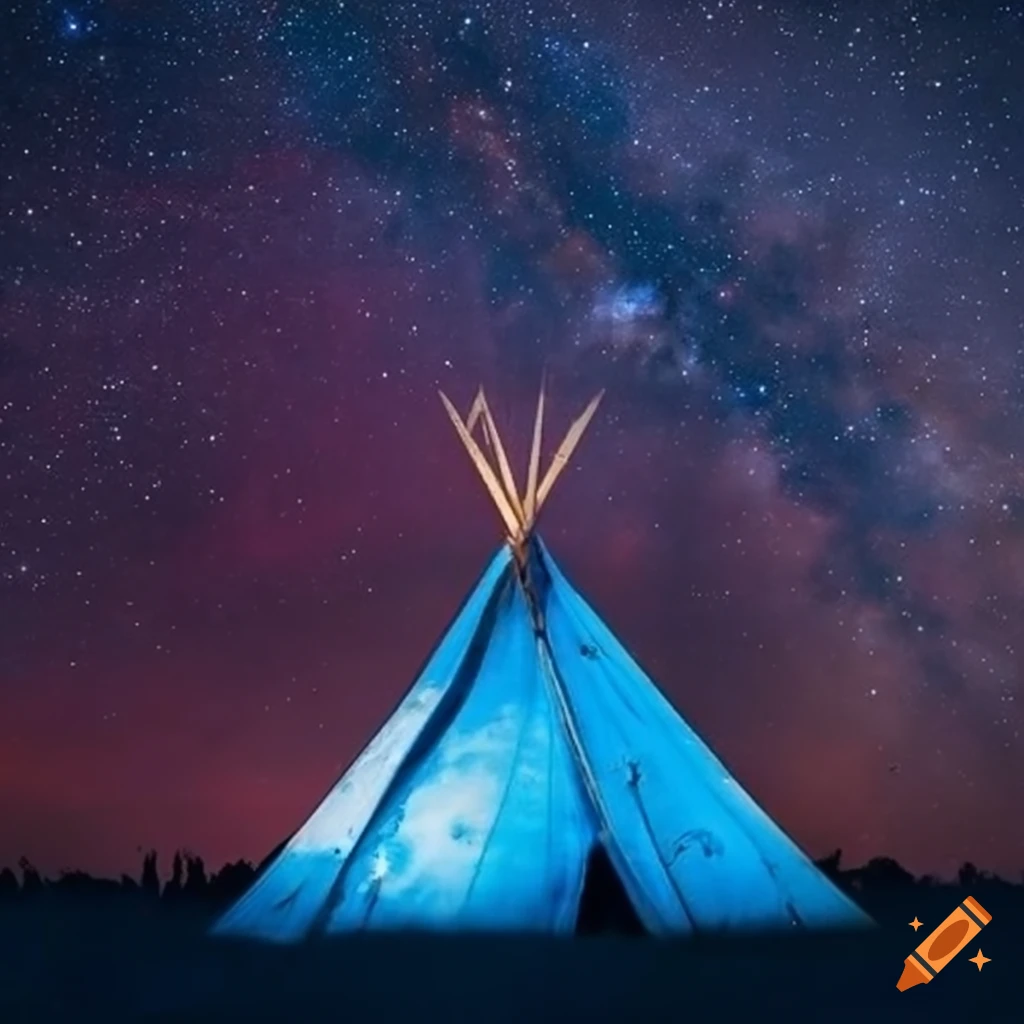Comanche teepee adorned with astronomy images