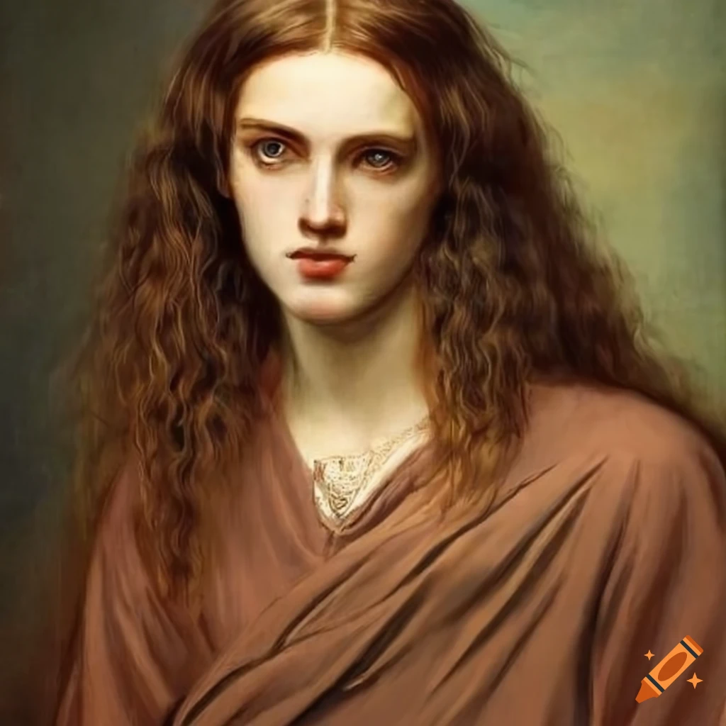 Young man with long hair in pre-raphaelite style