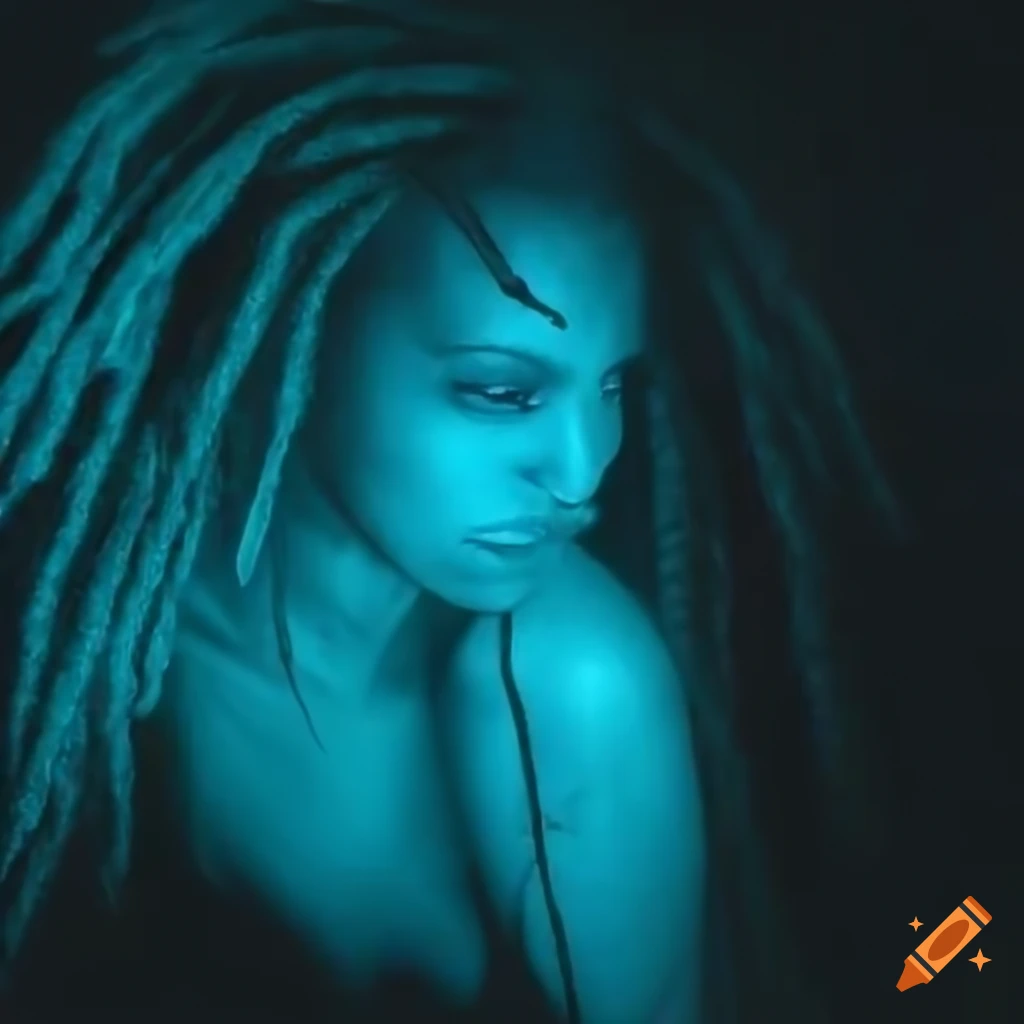 Close-up of a hyper realistic vampire woman with dreadlocks on Craiyon