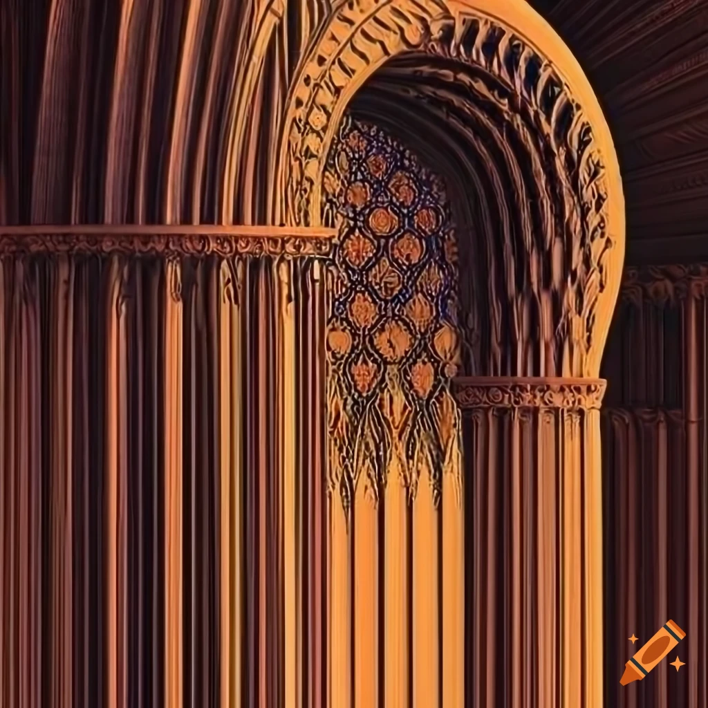 Geometric abstract art of fluted columns and gothic arches on Craiyon
