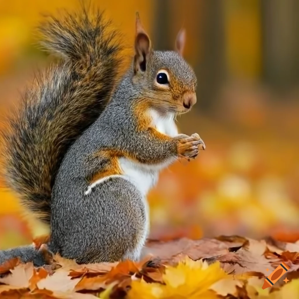 A fantasy art of a unique squirrel creature on a rocky beach on Craiyon
