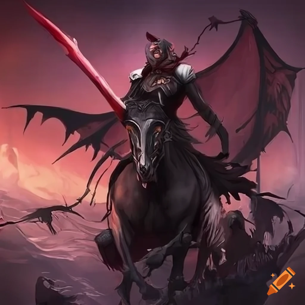 Black knight on a black war horse on Craiyon