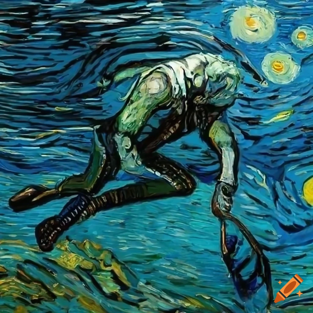 Vincent van gogh painting of fairies dancing in a moonlit, starry greek ...