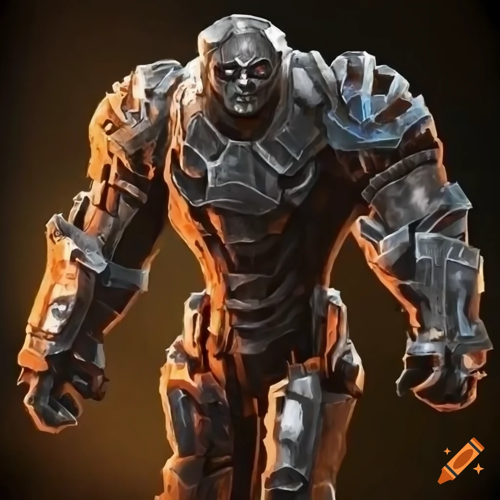 Medieval-style warforged golem with human-like features on Craiyon