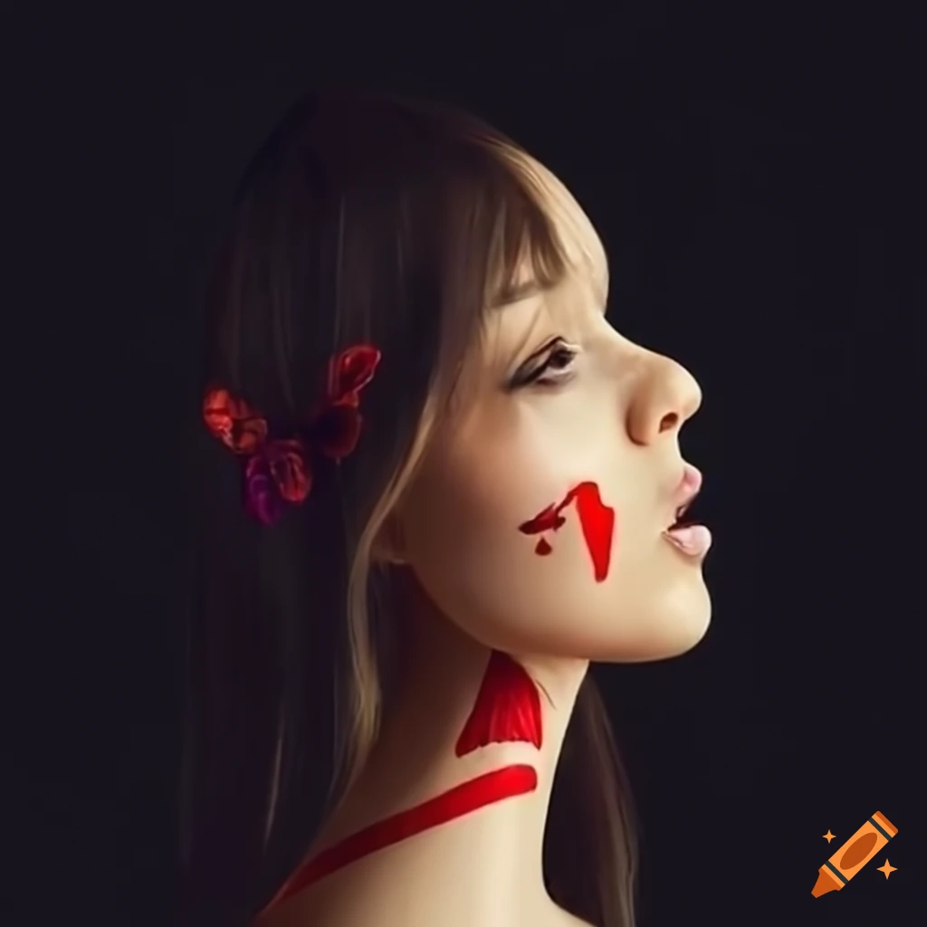 Girl looking into a candy cane mirror