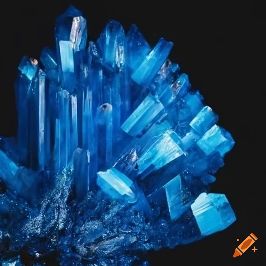 Blue crystal cluster close-up on Craiyon