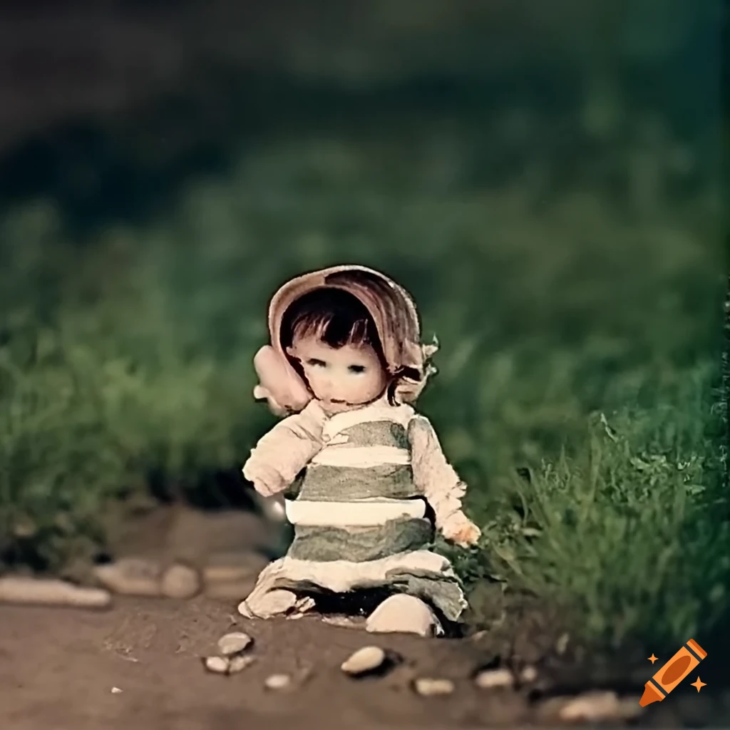 Vintage photograph of a child with wooden eyes