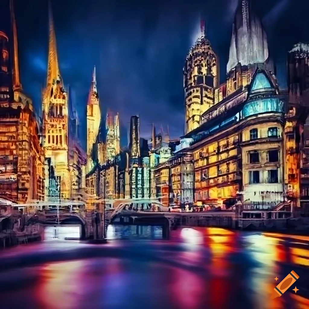 Art illustration of a beautiful cityscape on Craiyon