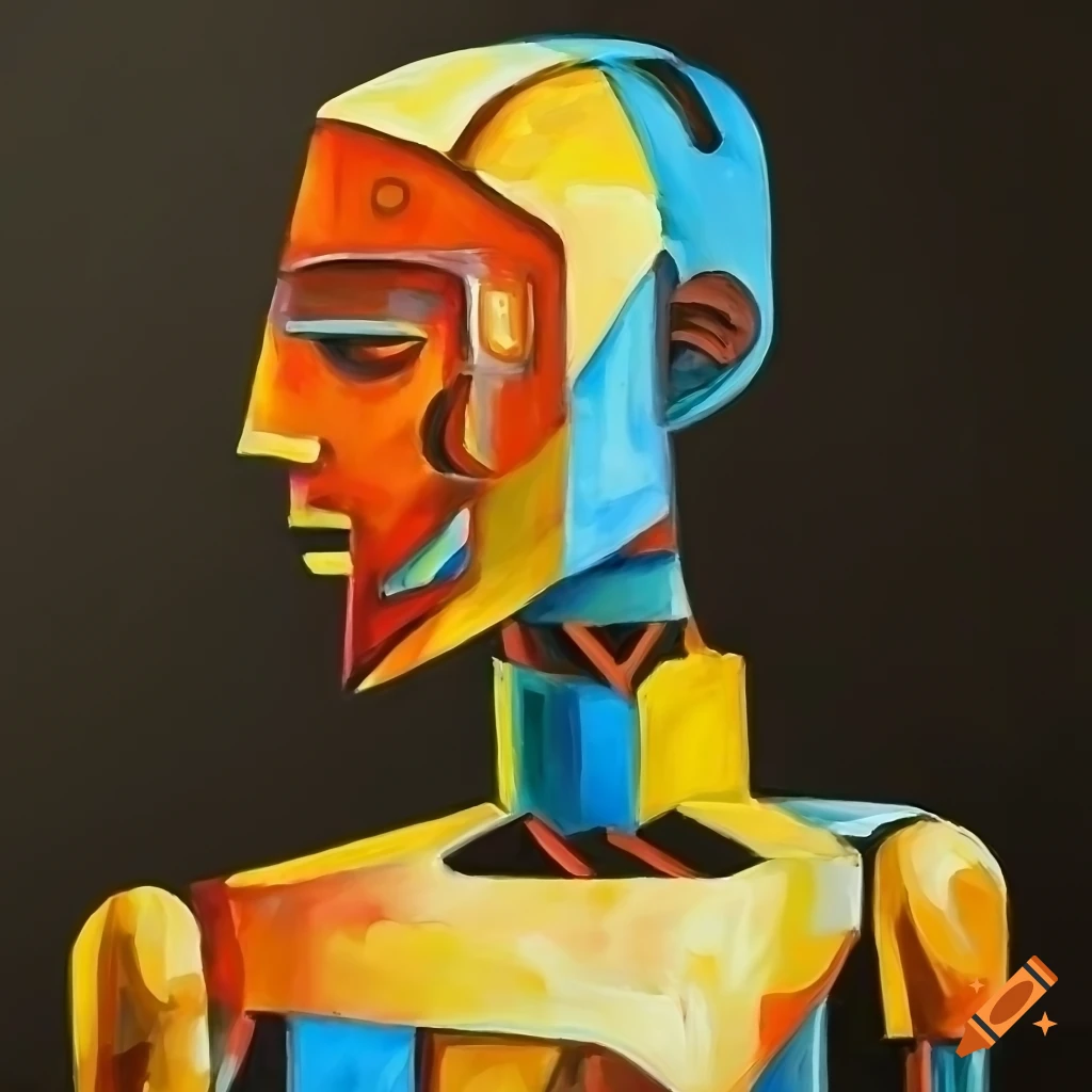 Oil painting of a robot in profile on Craiyon