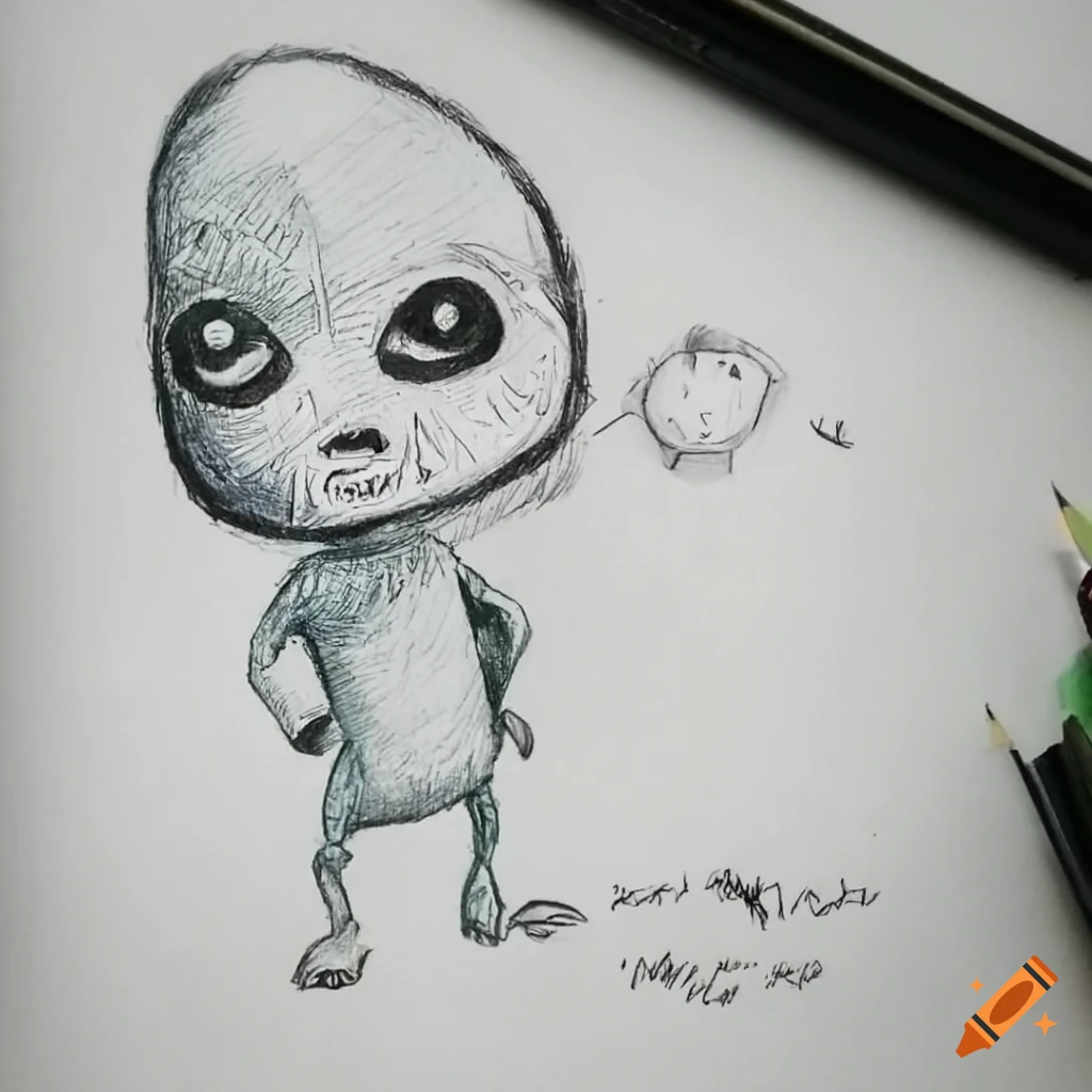Sketch of a little alien dreaming on Craiyon