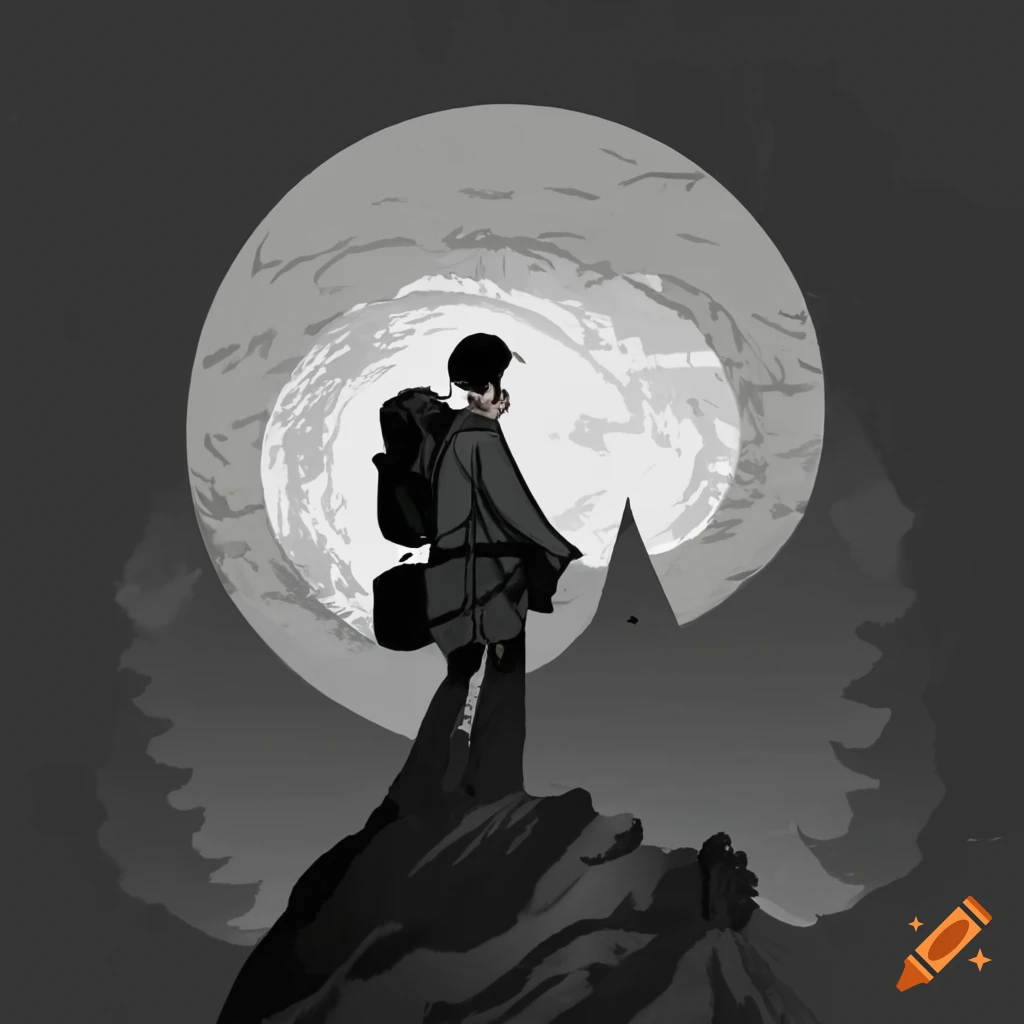 Image of an explorer on a mountain range