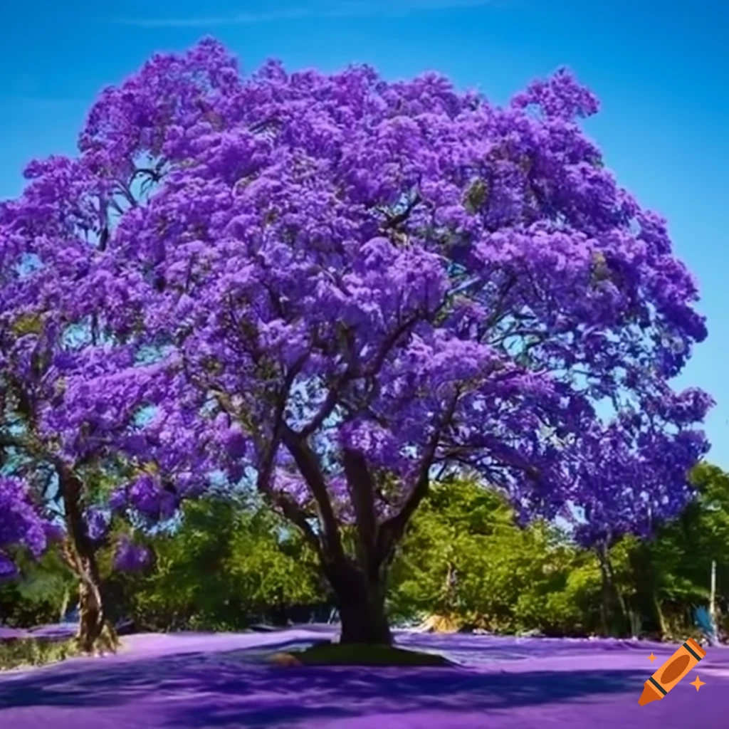Asian tree with purple flowers on Craiyon