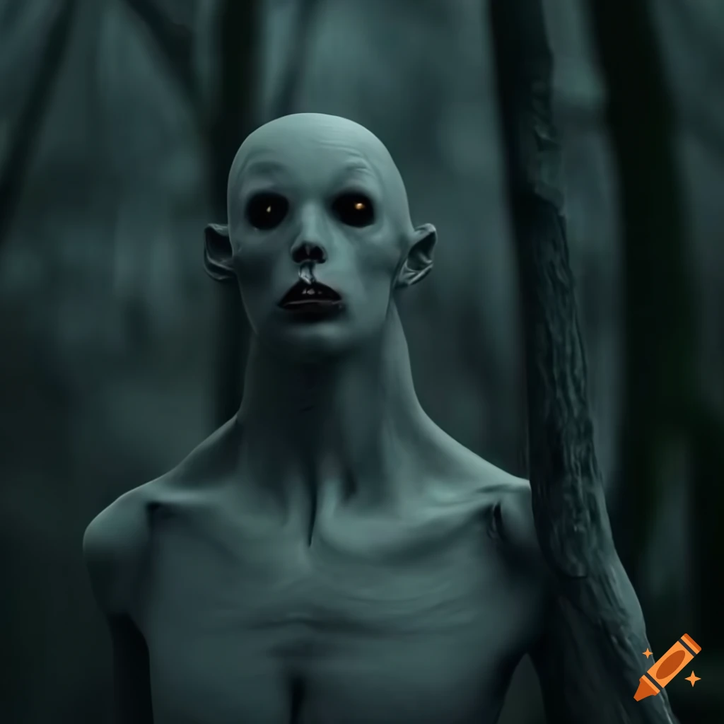 Image of a mysterious humanoid in a dark forest