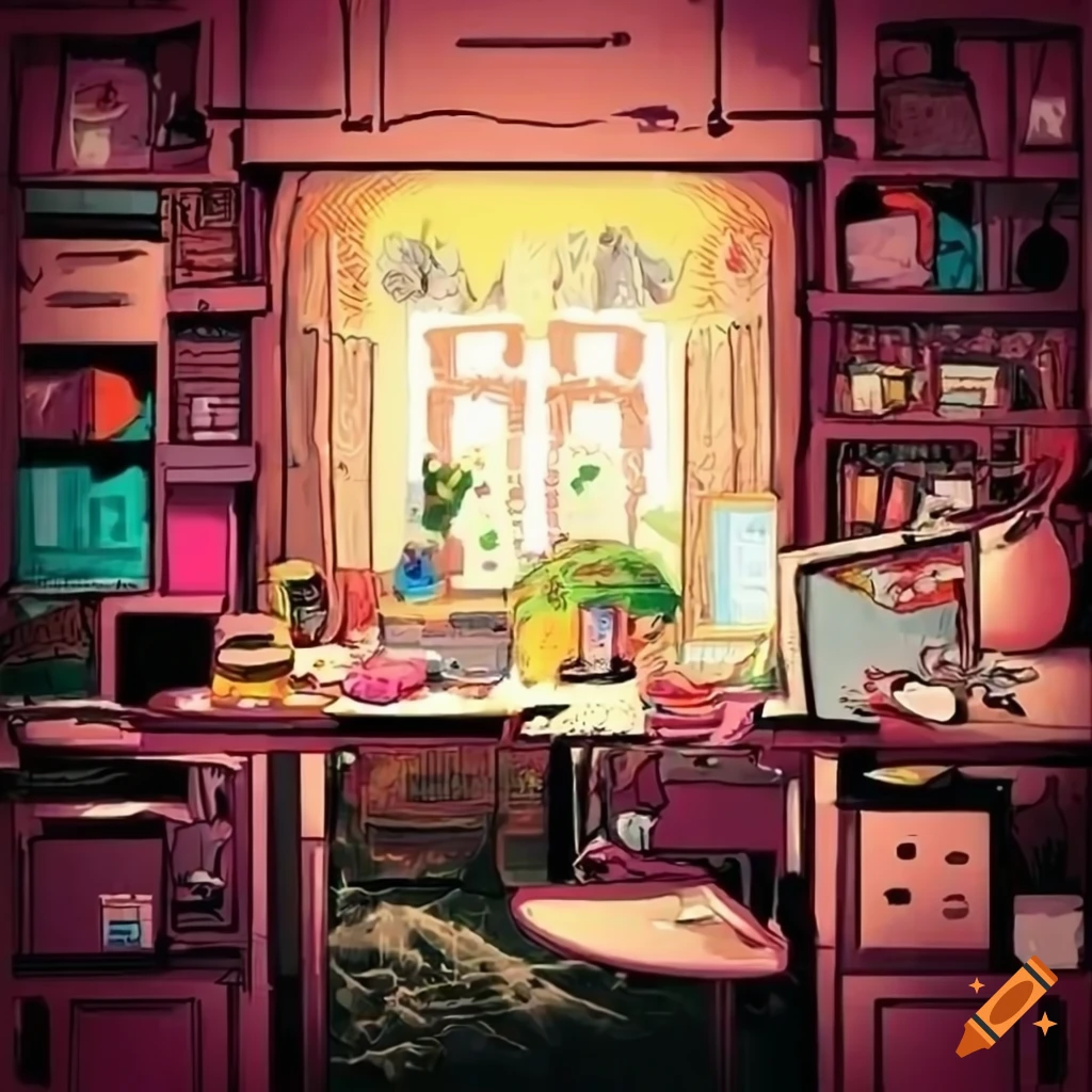 Basement room filled with laundromats in the style of a ghibli movie with a pile of laundry on ...