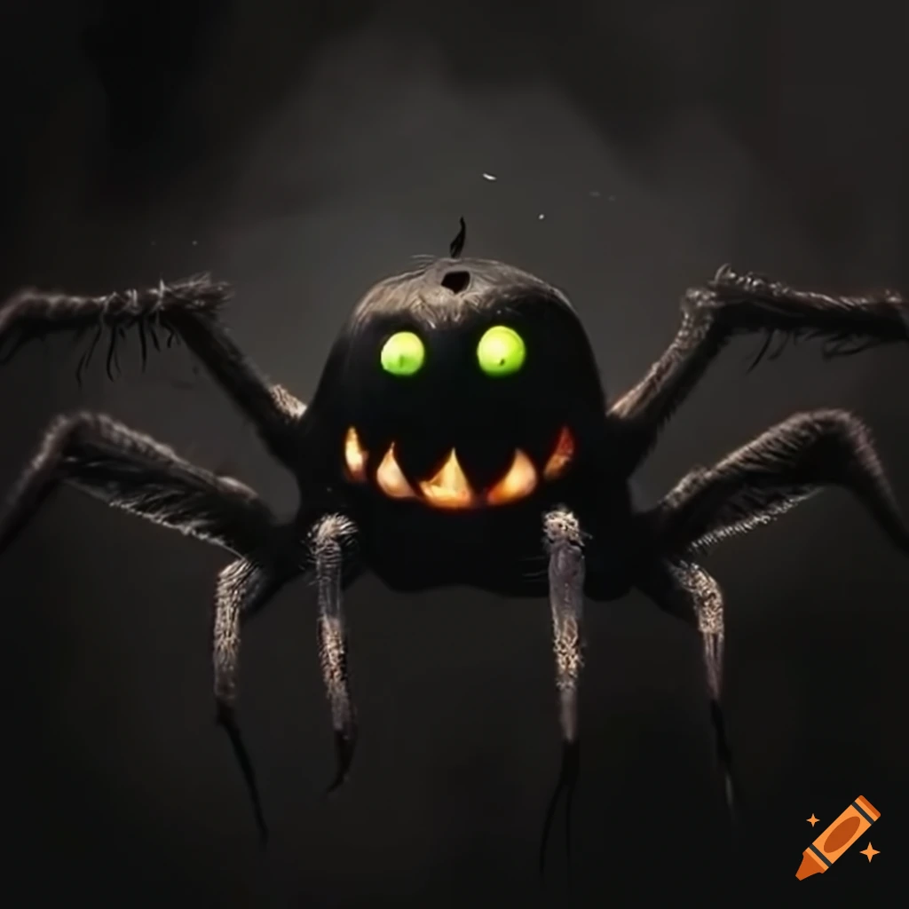 Spooky spider crawling on a web on Craiyon