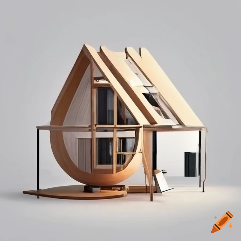 Technical drawing of a minimalist living pod with unique landing stilts