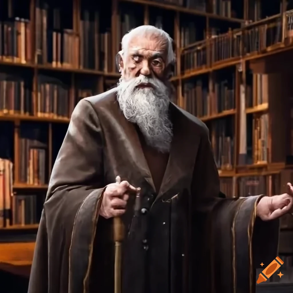 Image of a wise old wizard in a magical library on Craiyon