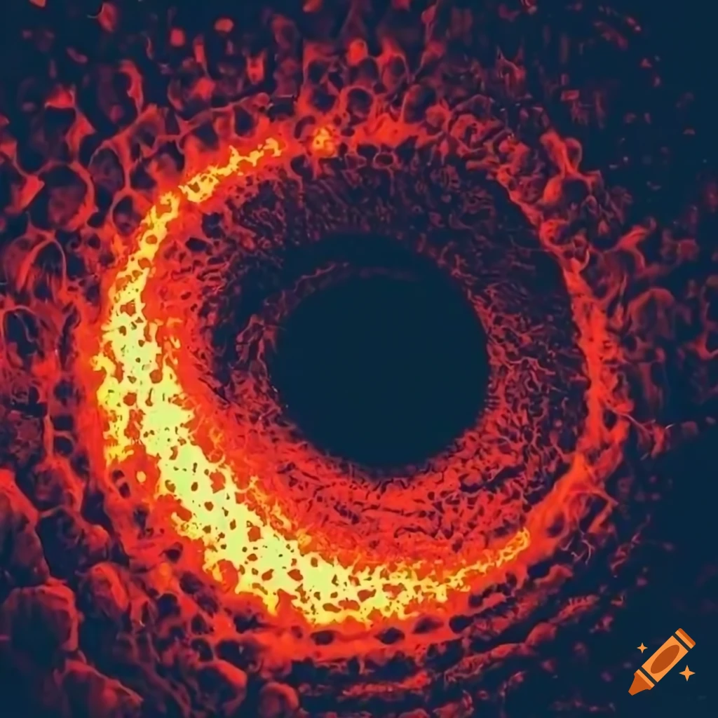 Abstract art of a lava circle in halftone on Craiyon