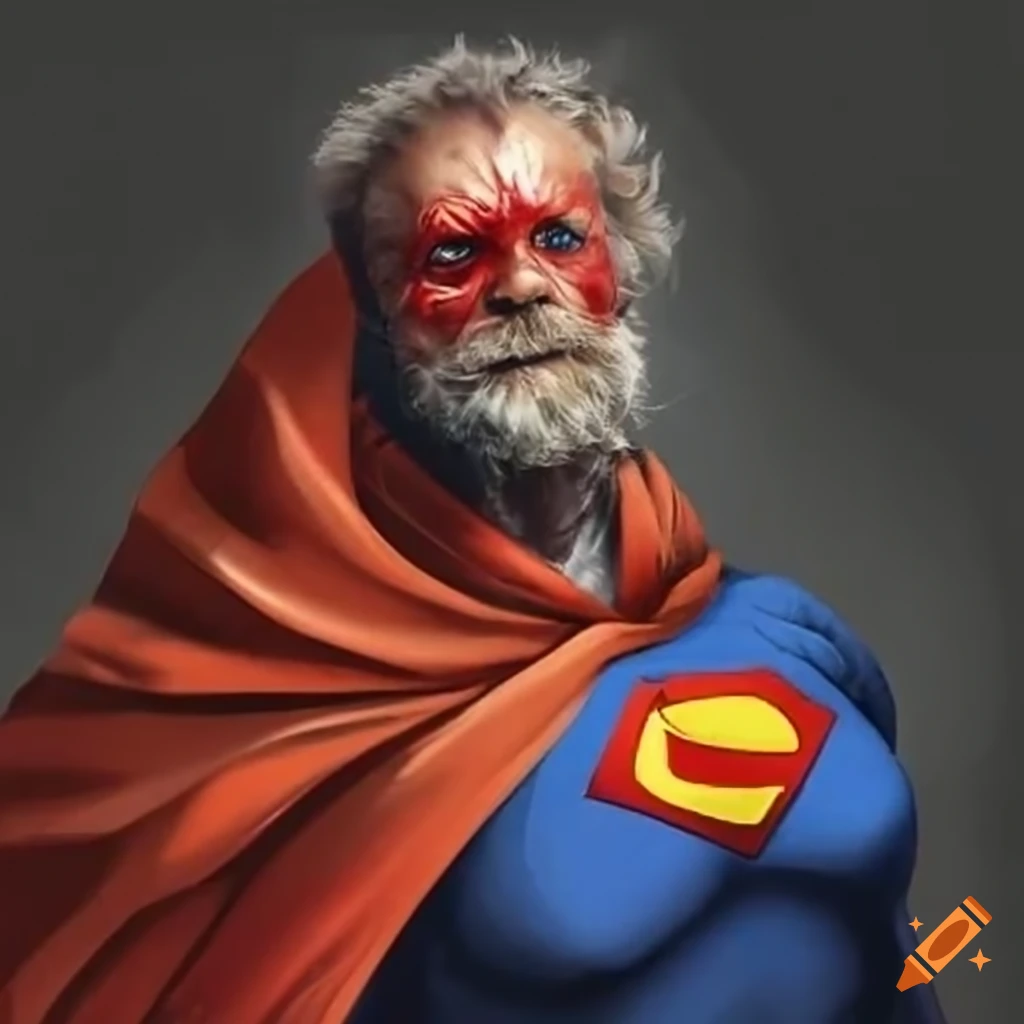 Illustration of a homeless superhero on Craiyon