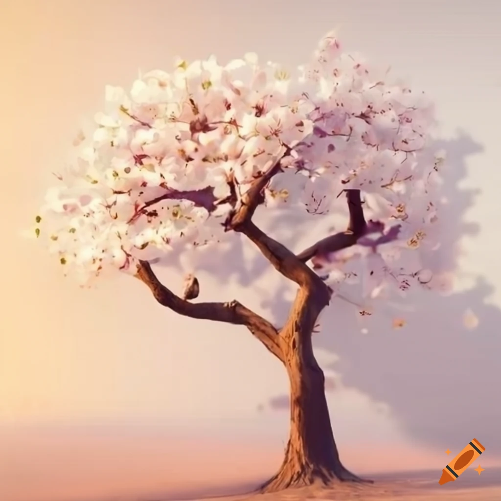 Beige background with a spirit blossom tree on Craiyon