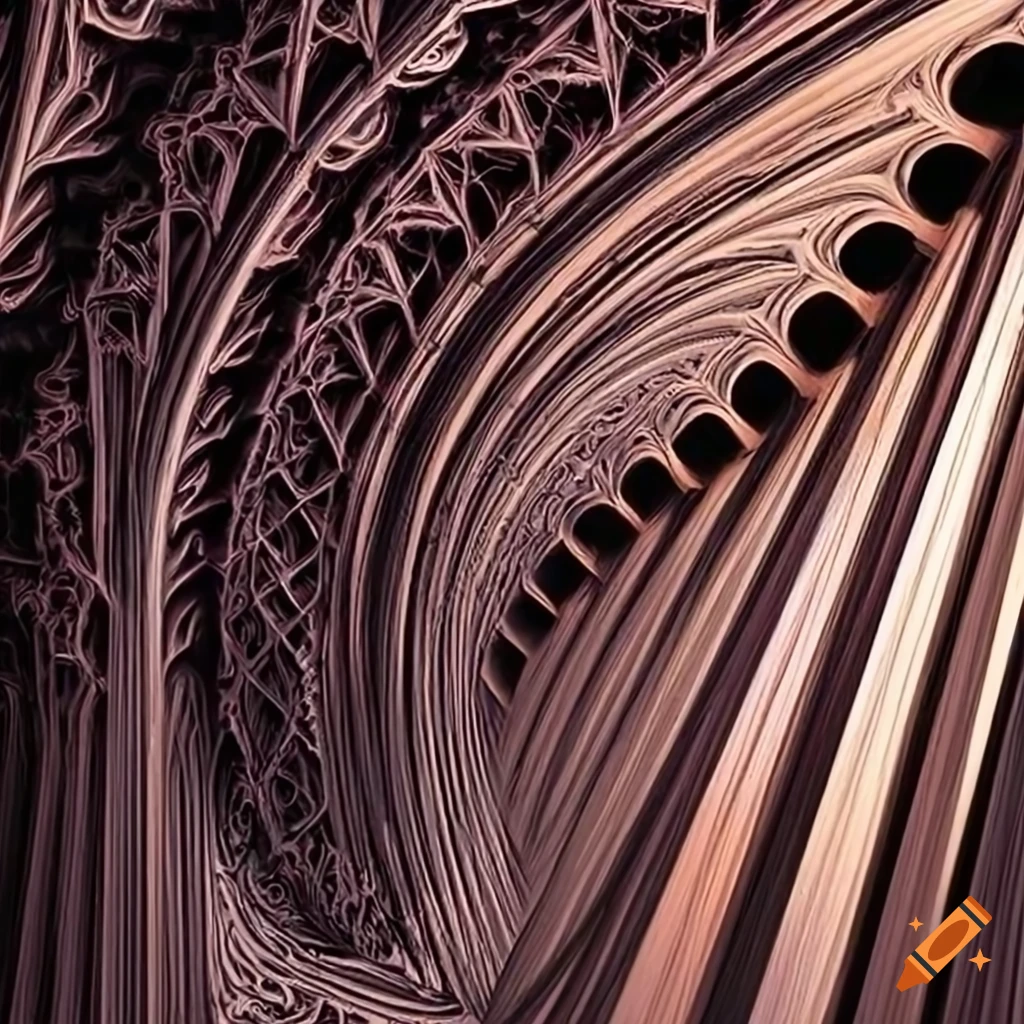 Intricate abstract art of fluted columns and gothic arches on Craiyon