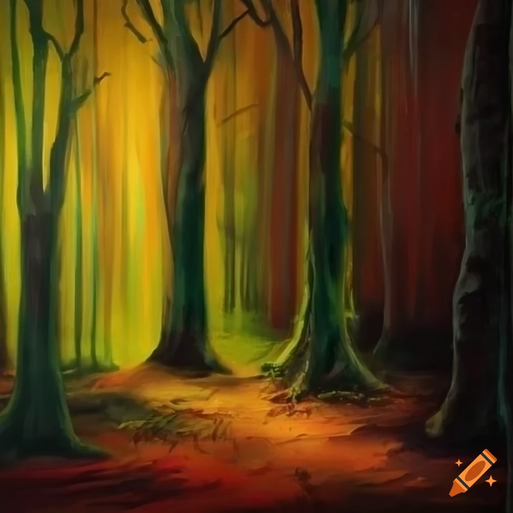 Realistic painting of a forest vision