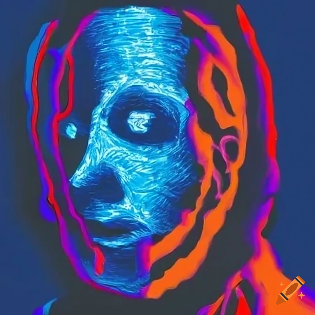 Surreal image with a glowing man and text