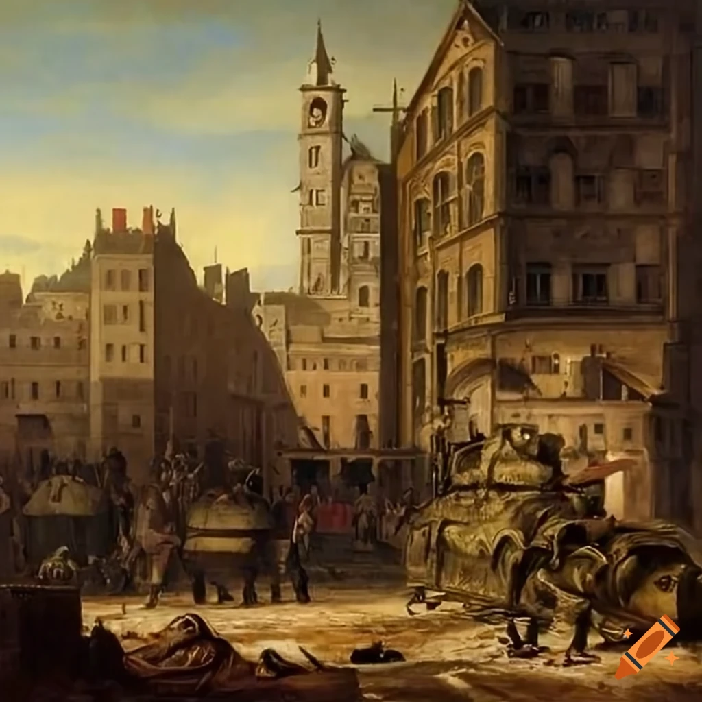 War depiction in renaissance painting style on Craiyon