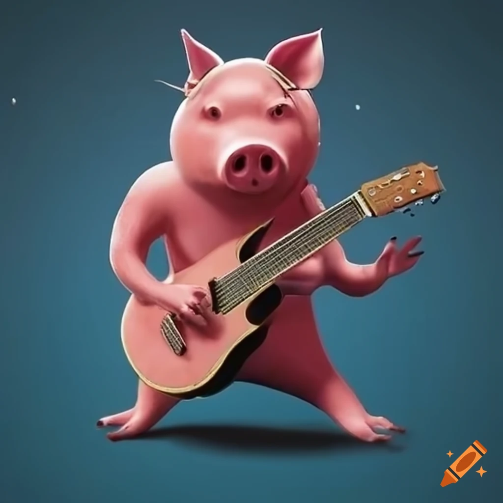 Image of a pig playing a guitar