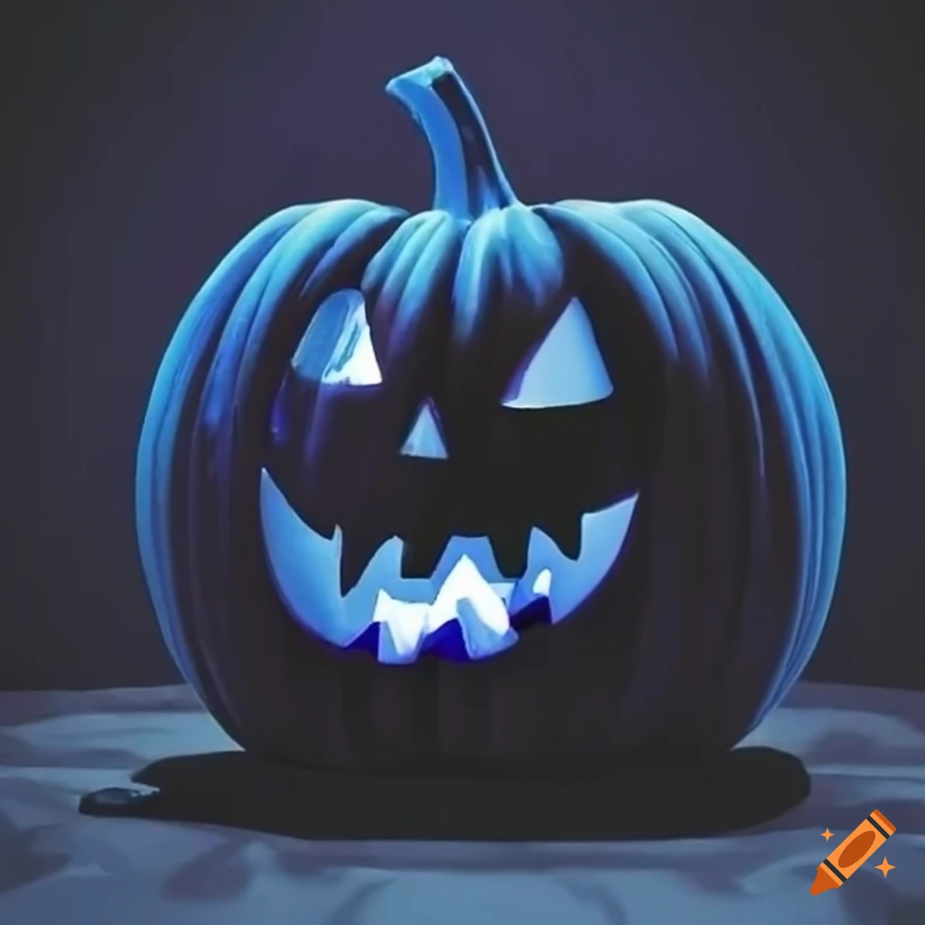 Blue and black Halloween pumpkin on Craiyon