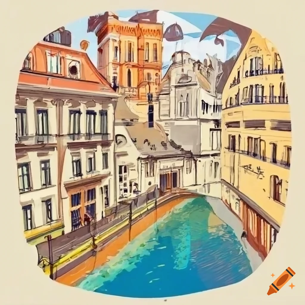 Artistic illustration of iconic european landmarks on Craiyon