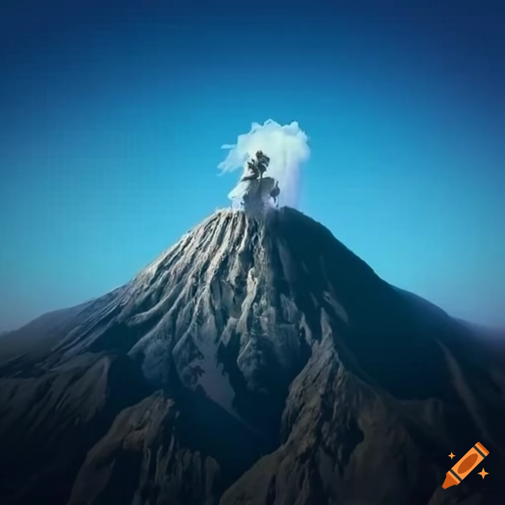 Futuristic city in the sky above a volcanic earth on Craiyon