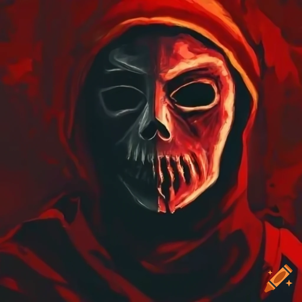 Image of a mysterious masked man in red sunlight on Craiyon