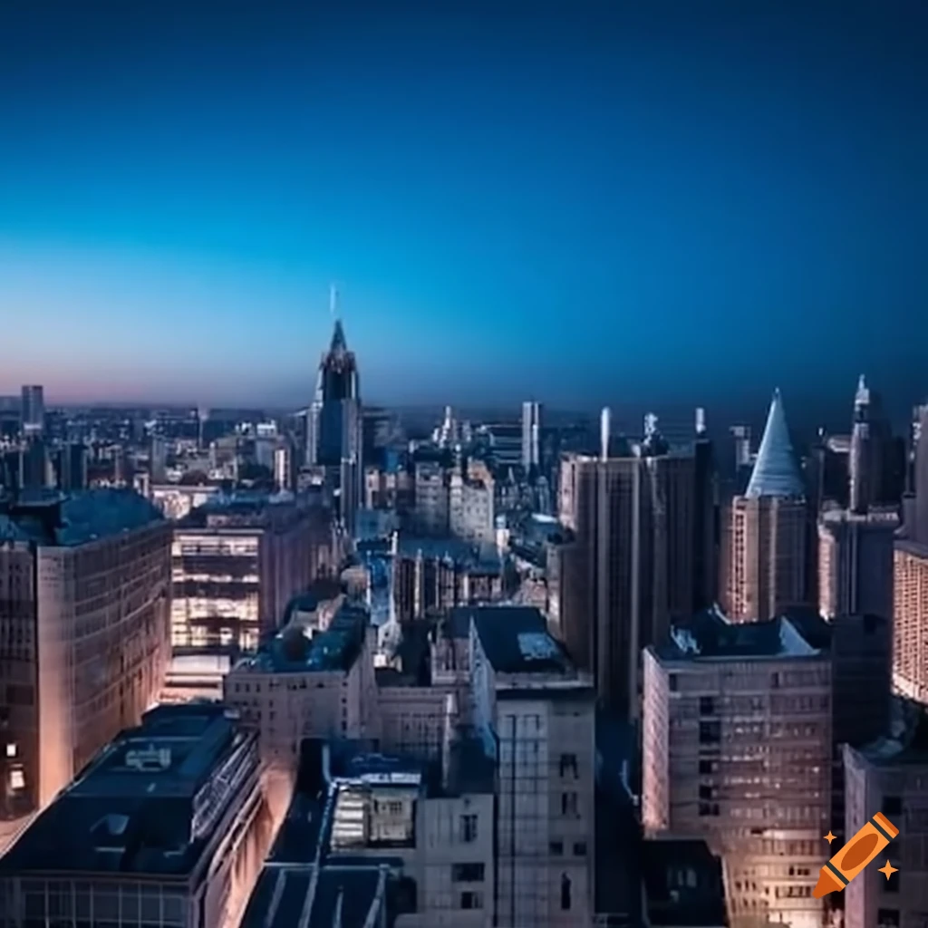 Giant city with massive buildings