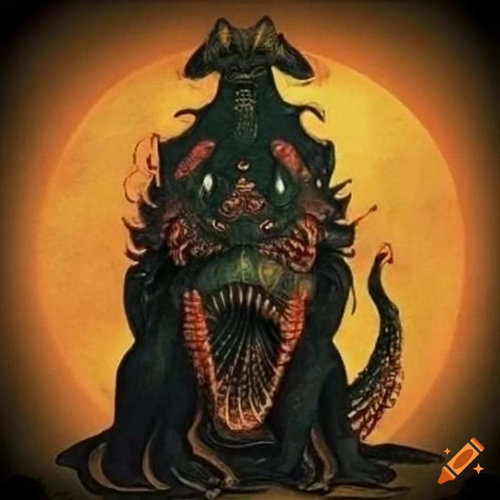 Illustration of a malaysian myth monster on Craiyon