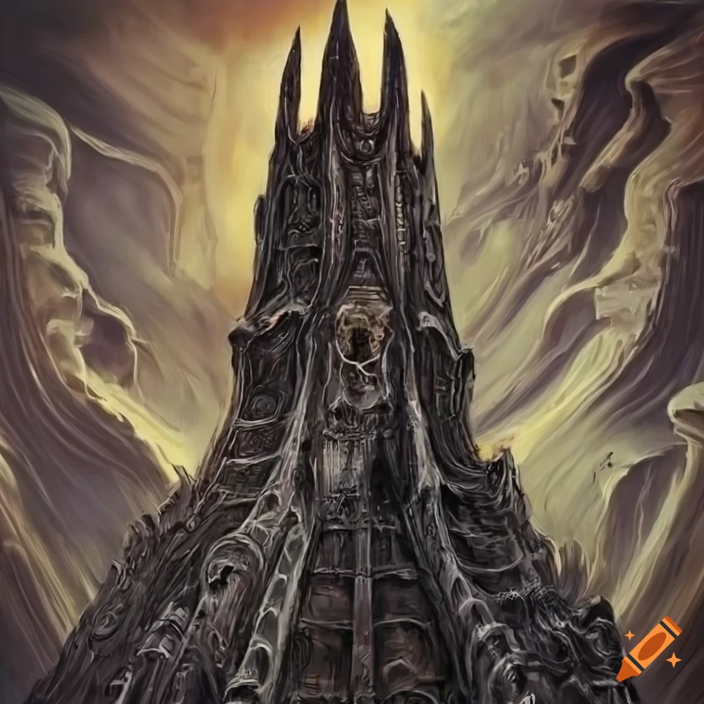 Sculpture inspired by barad-dur by h.r. giger on Craiyon