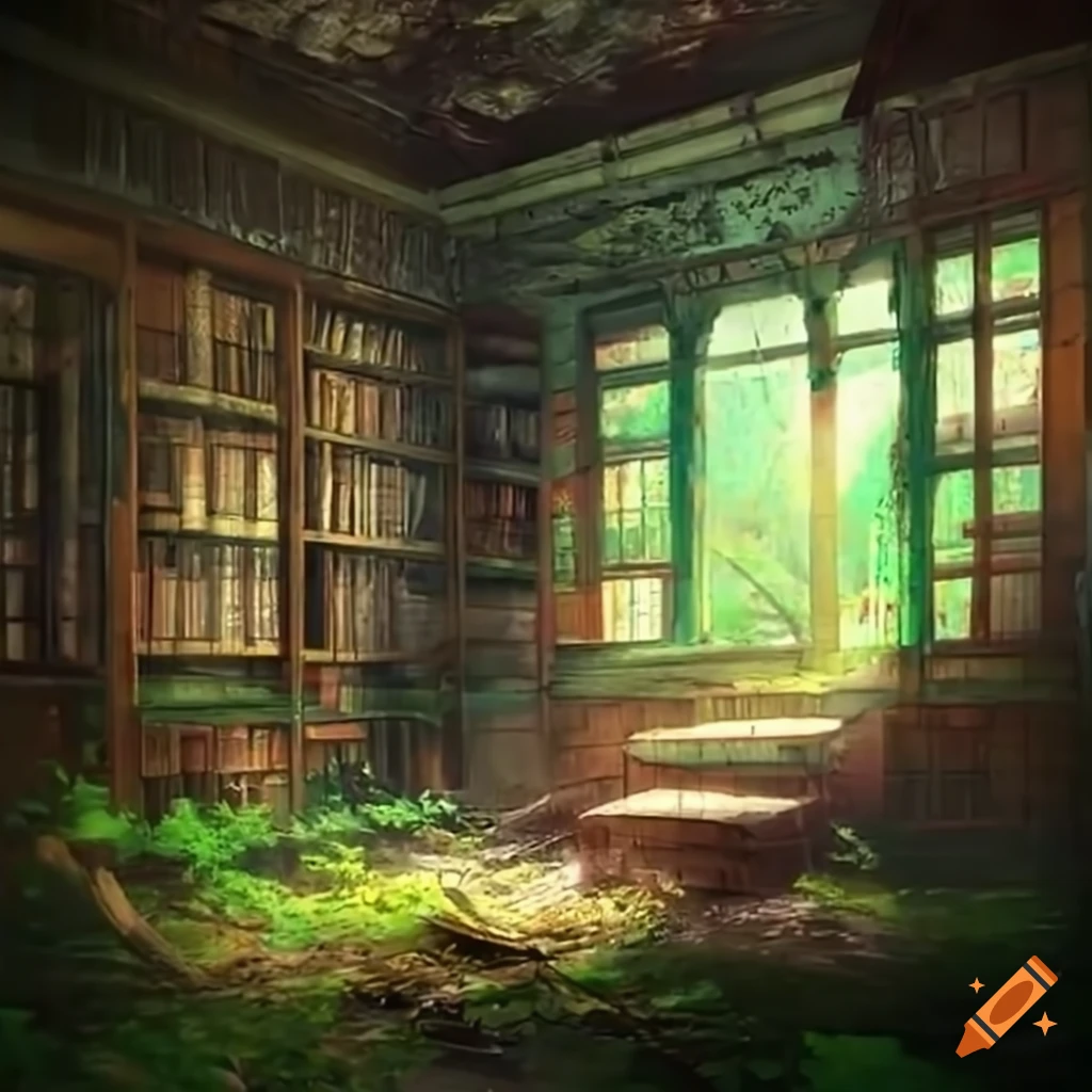 Abandoned library in the woods