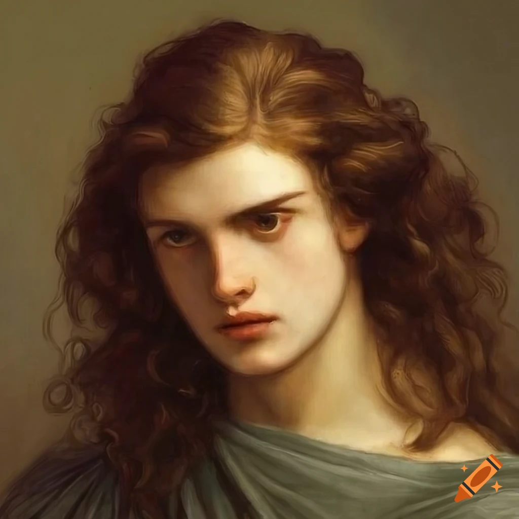 Portrait of a young man with long hair in pre-raphaelite style on Craiyon