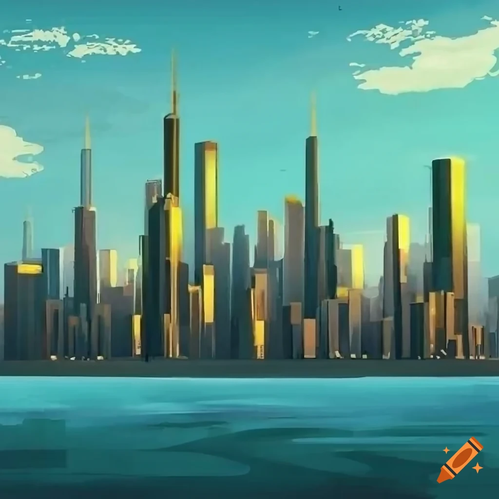 Concept illustration of a futuristic city on Craiyon