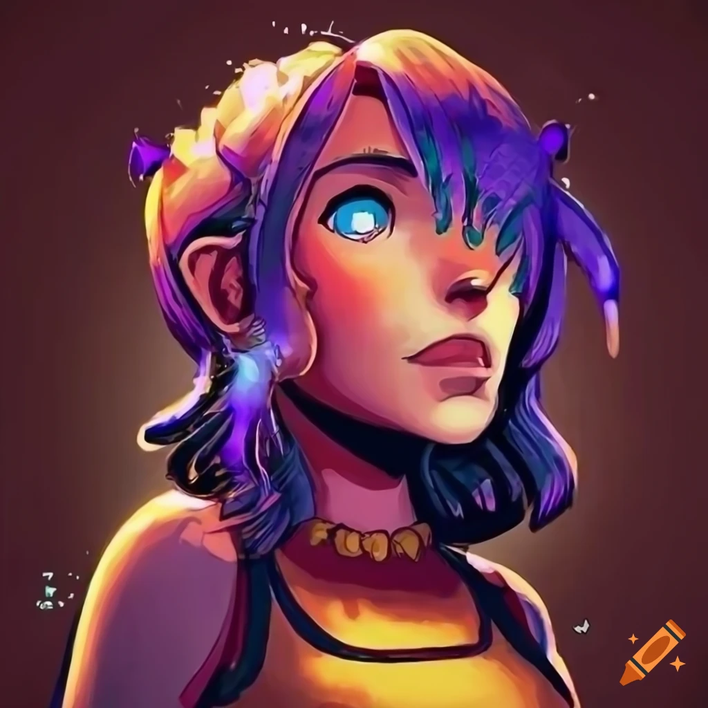 Chibi goblin version of pink and green cortana hologram on Craiyon