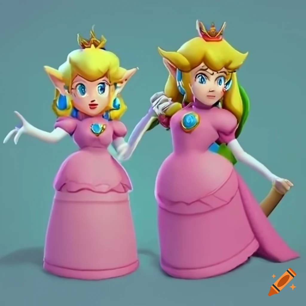 Princess peach and link in a palace setting on Craiyon