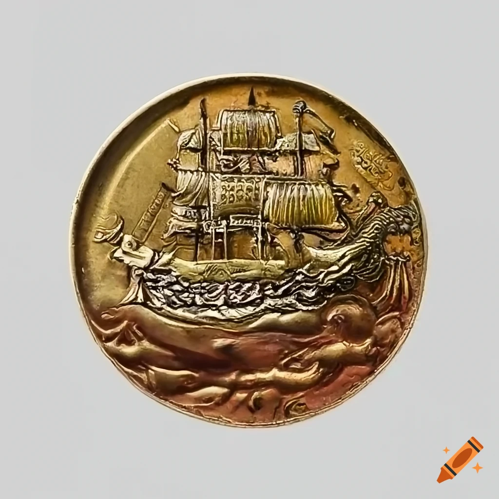 Golden medieval coin with a dragon on Craiyon