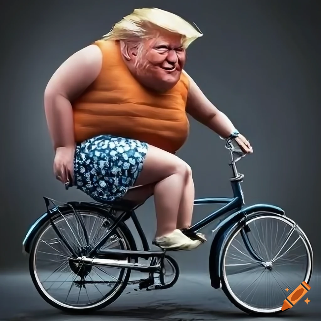 Photorealistic depiction of a satirical image with a person riding a ...