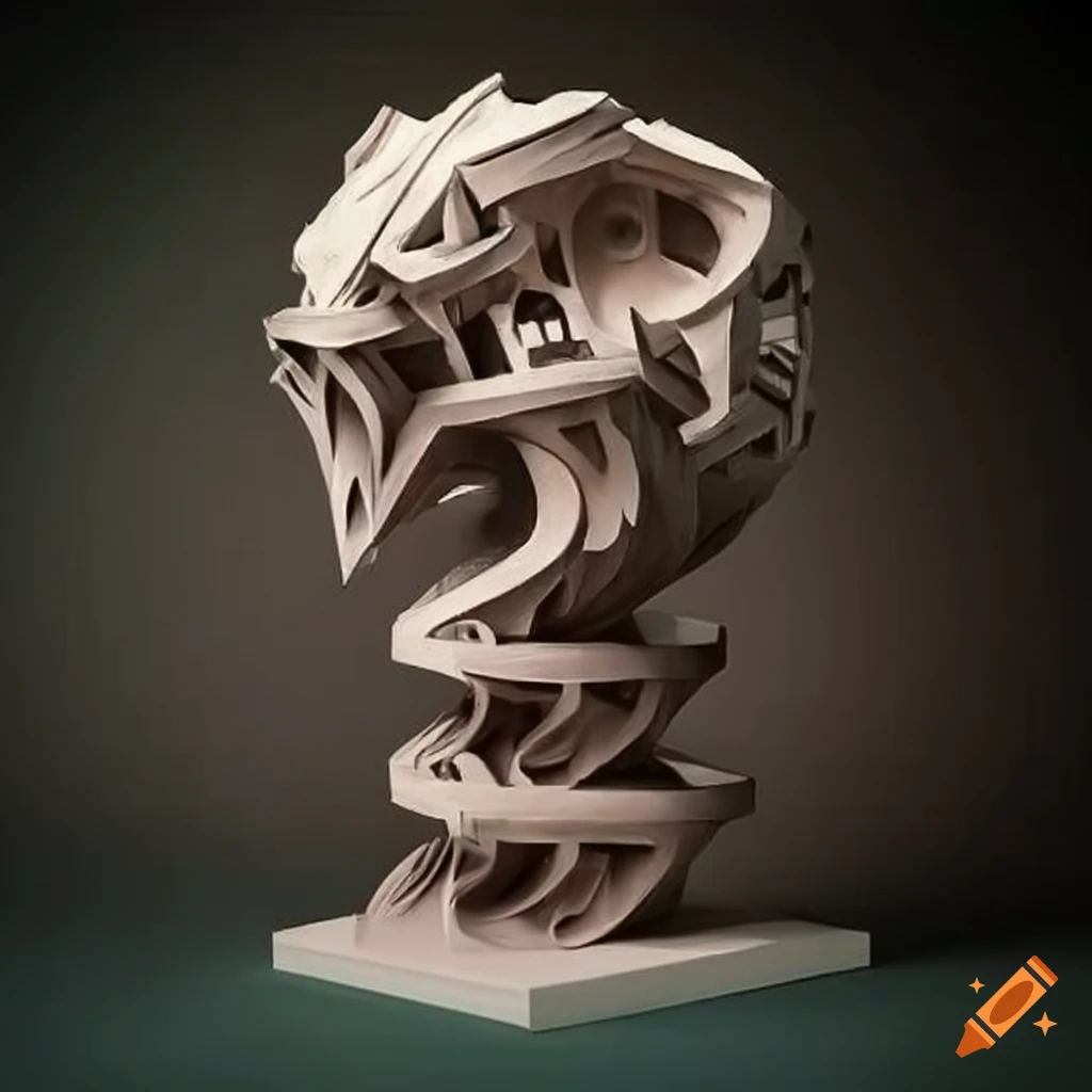 Escher-style sculpture of link from hyrule on Craiyon