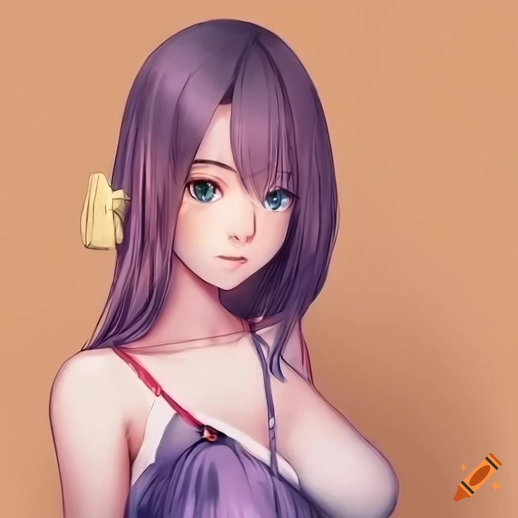 Anime Girl With Violet Hair And Captivating Eyes Close Up Shot Symmetric Face Detailed 8k On