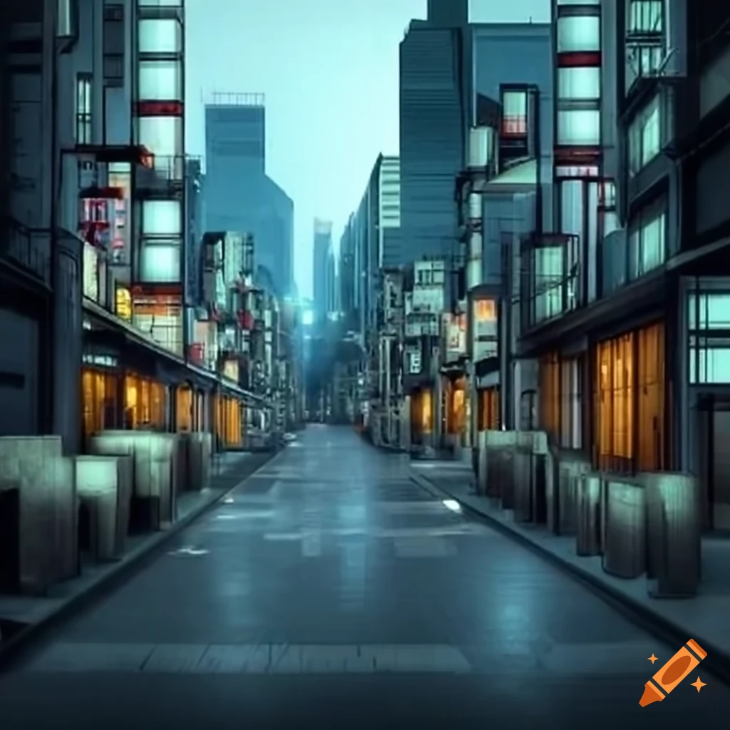 Cityscape of a modern Japanese city on Craiyon